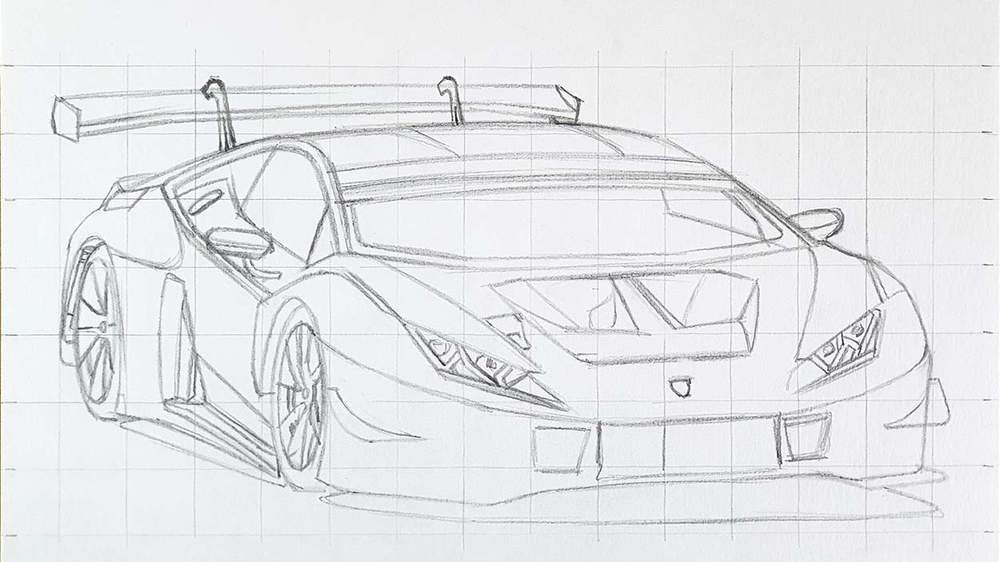 How to Draw a Lamborghini Race Car | Step-by-Step Car Drawing Tutorial